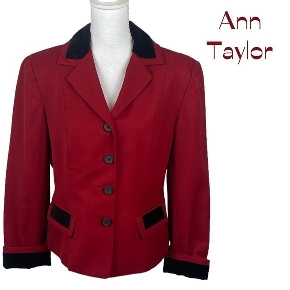 Ann Taylor | Jackets & Coats | Ann Taylor 0 Smooth Wool Red With Black ...